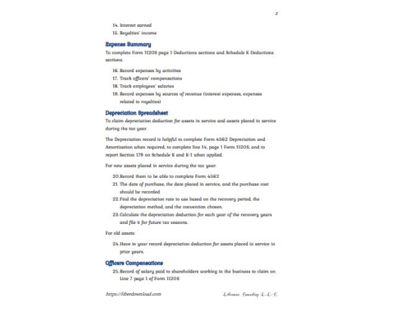 Form 1120S Checklist-LD2161 – Liberman Consulting L.L.C.