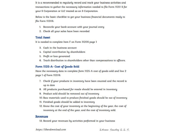 Form 1120S Checklist-LD2161 – Liberman Consulting L.L.C.