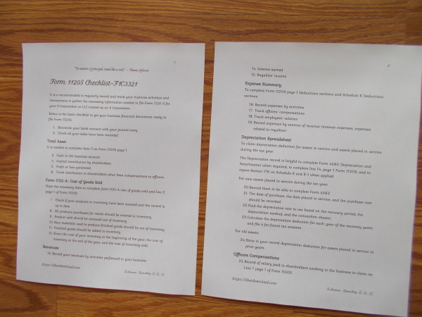 Form 1120S Checklist-LD2161 – Liberman Consulting L.L.C.